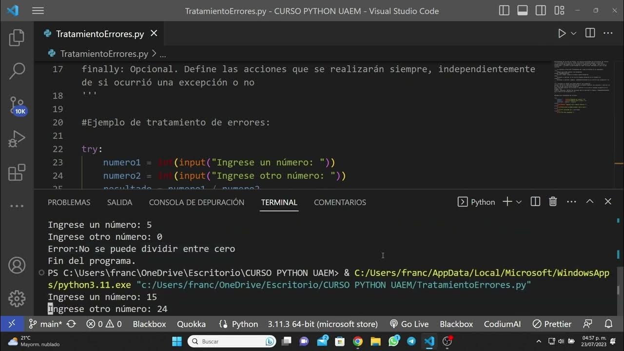 Tratamiento de Errores en Python Try, Except, Else, Finally - YouTube