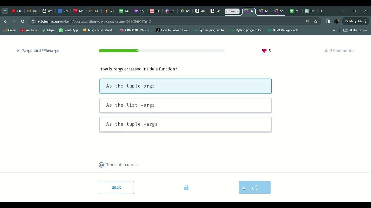 92 *args and **kwargs | Python Developer | Sololearn - YouTube