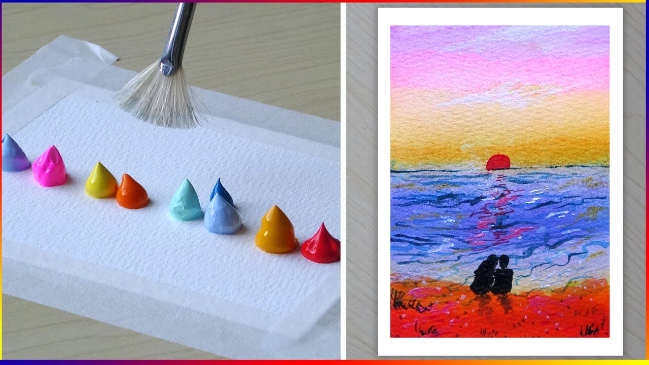 Simple Acrylic Painting Tutorial for Beginners -Step by Step Beach ...