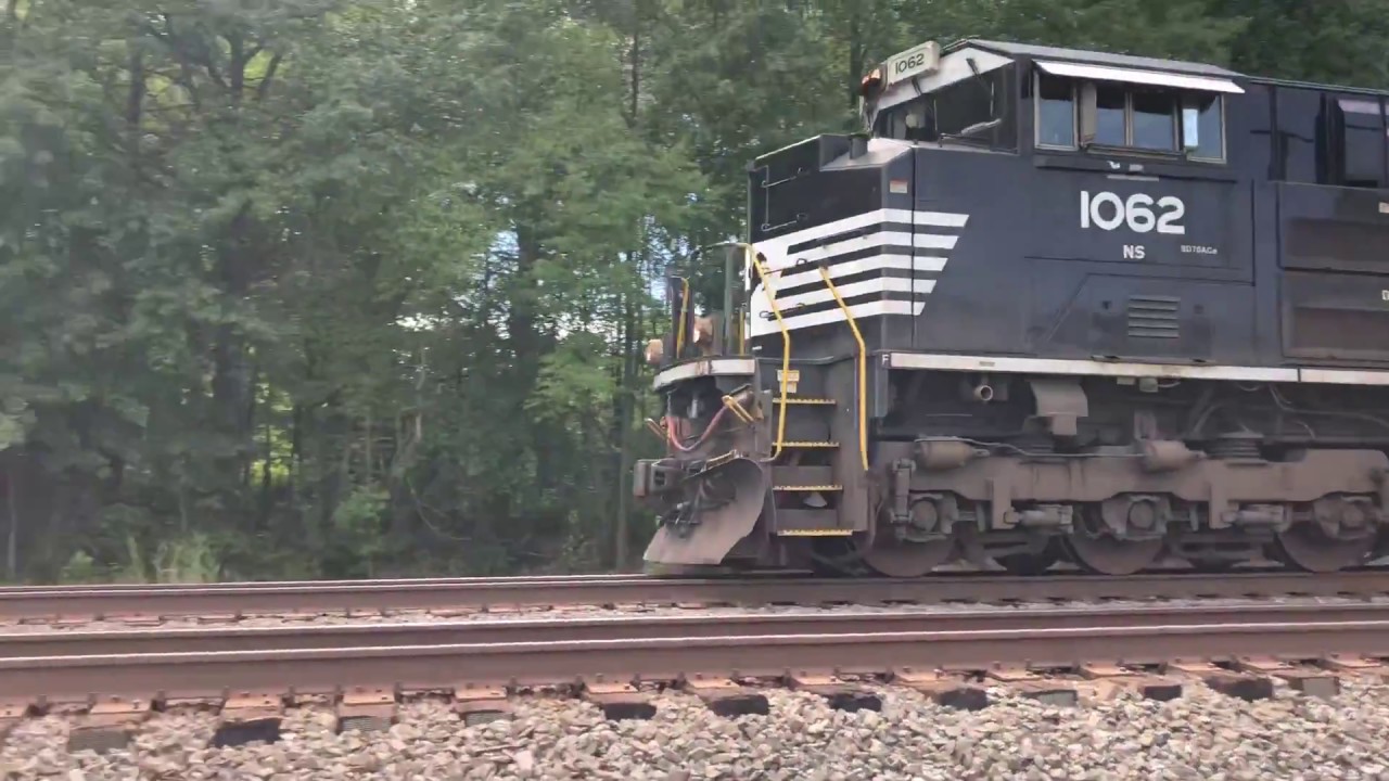 NS 1062 & 9104 Leading Eastbound Manifest Including Log Cars and Elevated Gondolas - YouTube