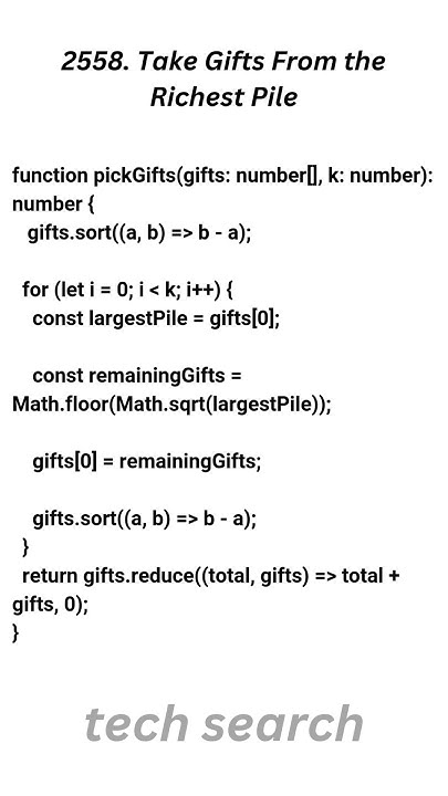 2558 Take Gifts From the Richest Pile #leetcode #coding #codingproblems #leetcodechallenge # ...