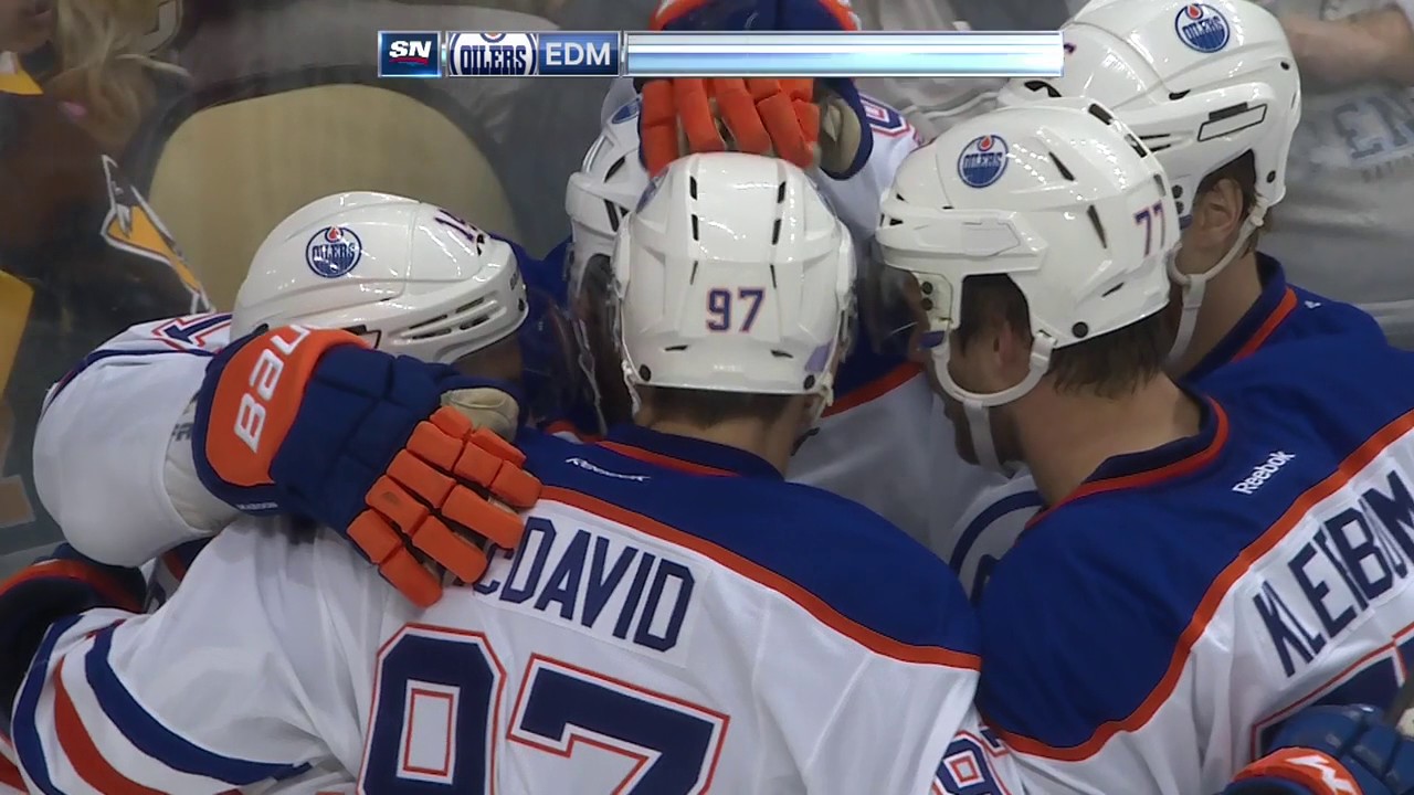 McDavid back checks, sets up Maroon for a goal - YouTube