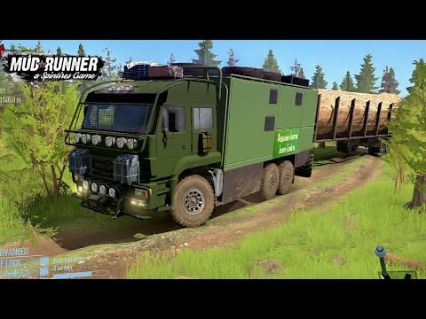 Spintires Mudrunner- Kamaz 635050 FORESTER Truck | Transport Long log | Tear the winch cable Map ...