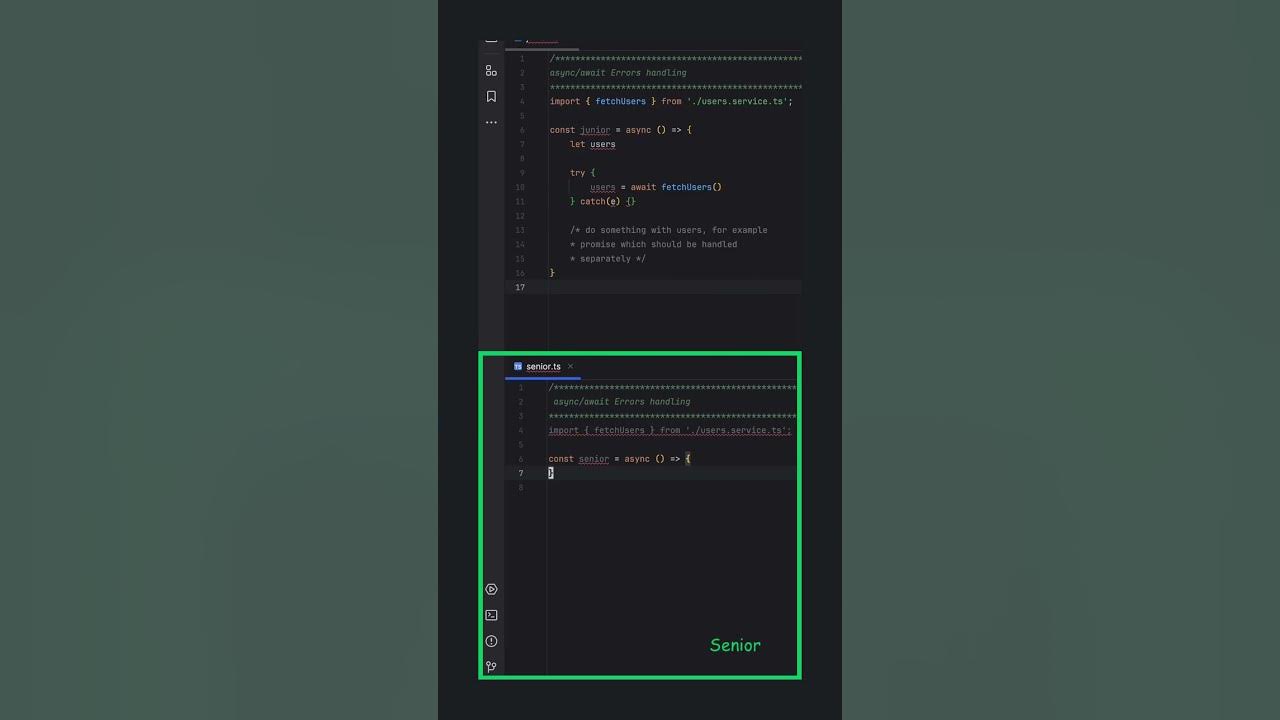 Junior vs senior - error handling in promises #javascript #coding #typescript #programming - YouTube