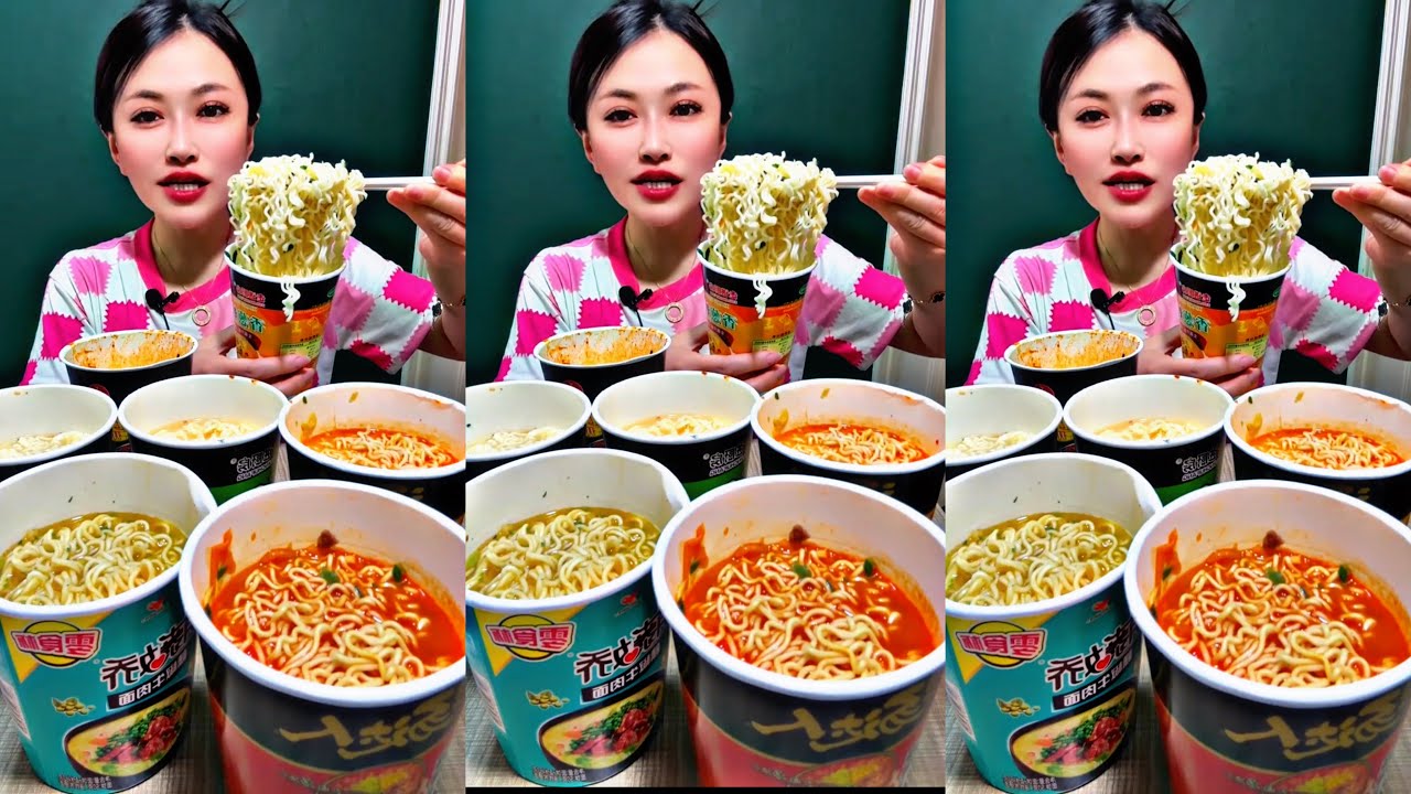 Chinese Eating Seven Cans Of Noodles MUKBANG ASMR | KBL FOOD - YouTube