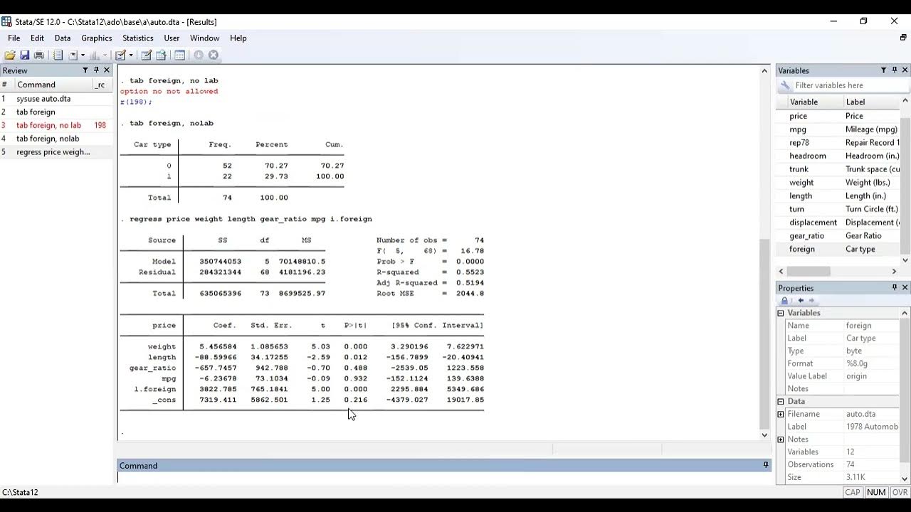 STATA for Beginners - Regression (OLS) - YouTube