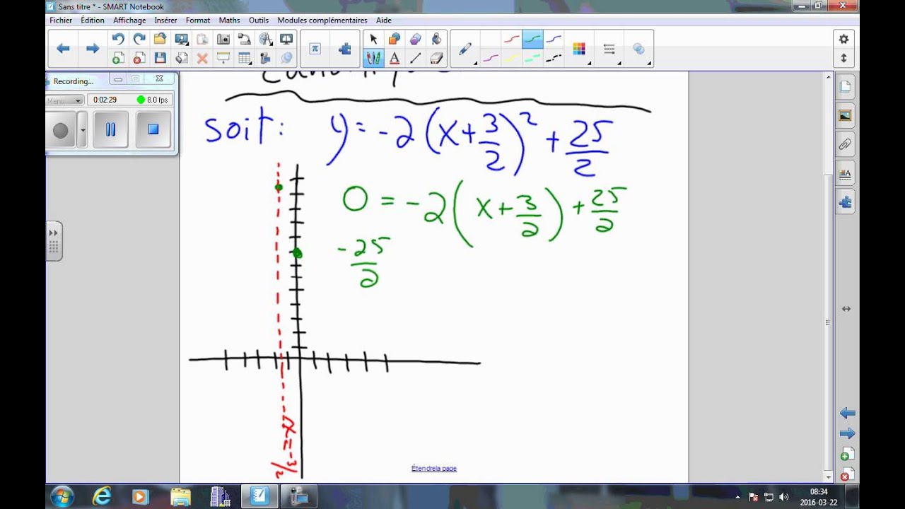Tracer une parabole à partir de son équation canonique - YouTube