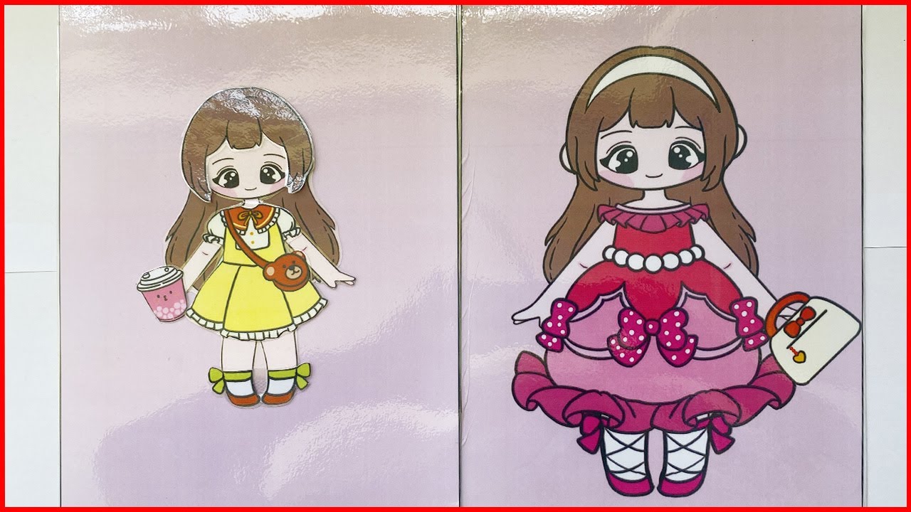 Sticker doll dress up, pink, purple, yellow so cute - Cách làm sổ hình ...