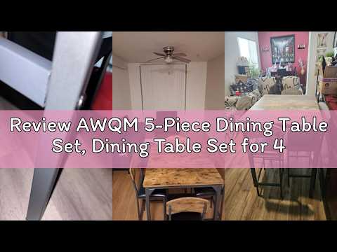 Review AWQM 5-Piece Dining Table Set, Dining Table Set for 4, Counter Height Table & 4 Bar Stools, M