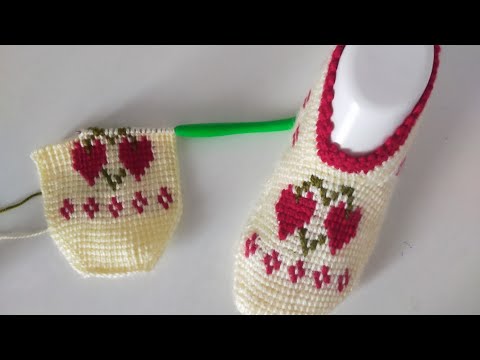 5şiş görünümlü tunus patik yapımı ##keşfet #örgü #tunusisi #knitting #crochet #orgu #patikmodelleri