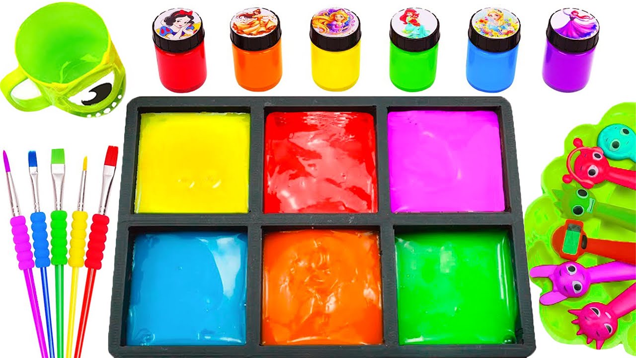 Satisfying Video | How to Make Colorful Slime Square with Educational ...