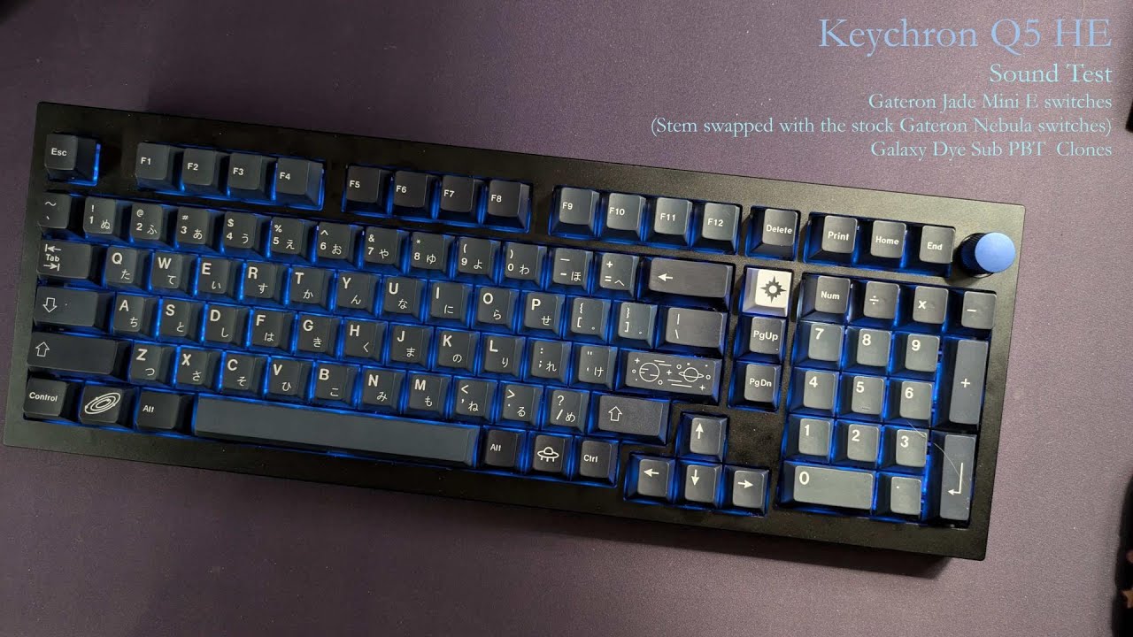 Keychron Q5 HE (Jade Mini E w Nebula spring switches, Galaxy Dye Sub ...