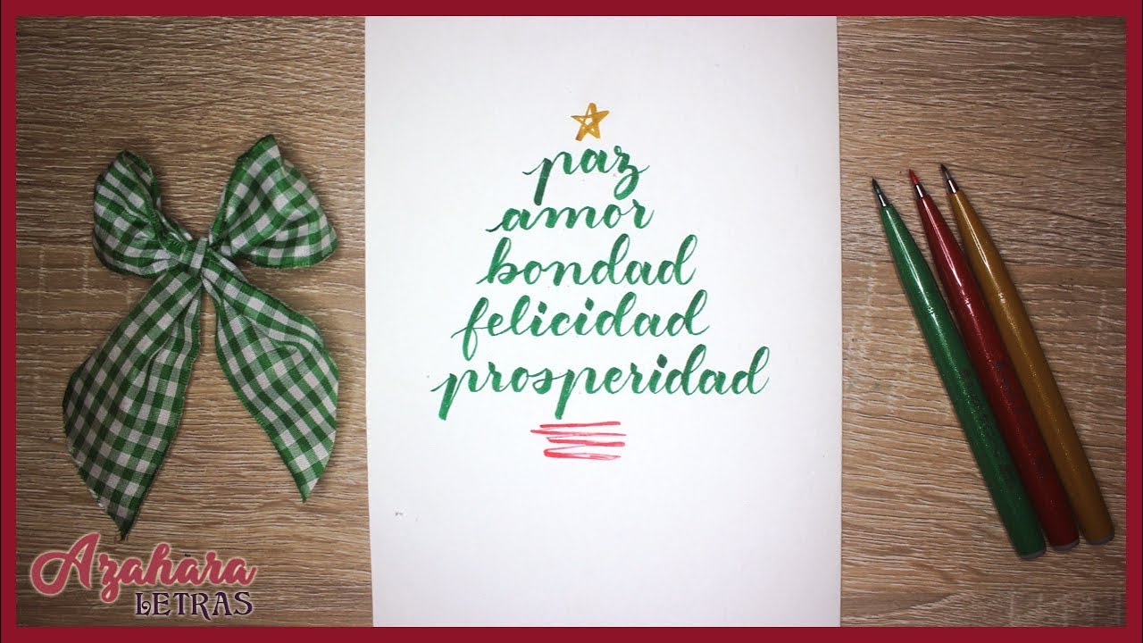 Caligrafía para postal de Navidad con forma de árbol 🌲 - YouTube
