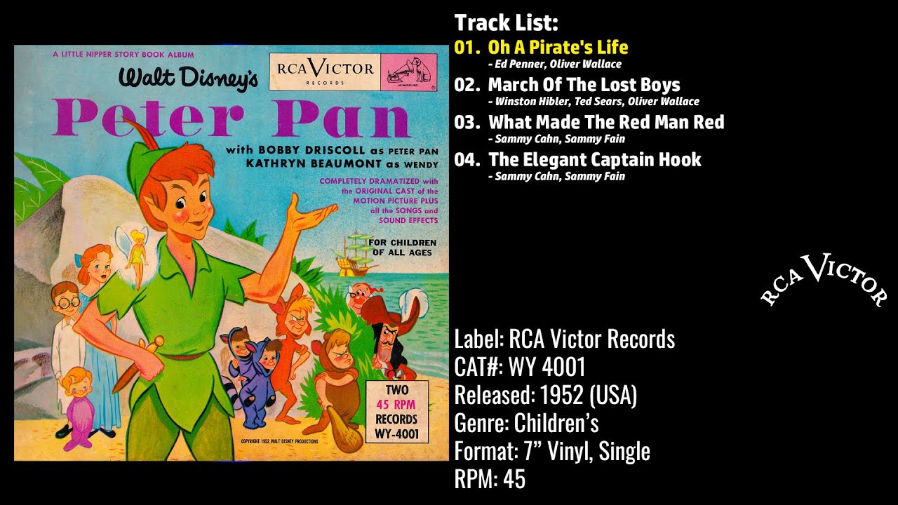 Verne Smith – Walt Disney's Peter Pan (Full Record) – 1952 – CAT.# WY ...