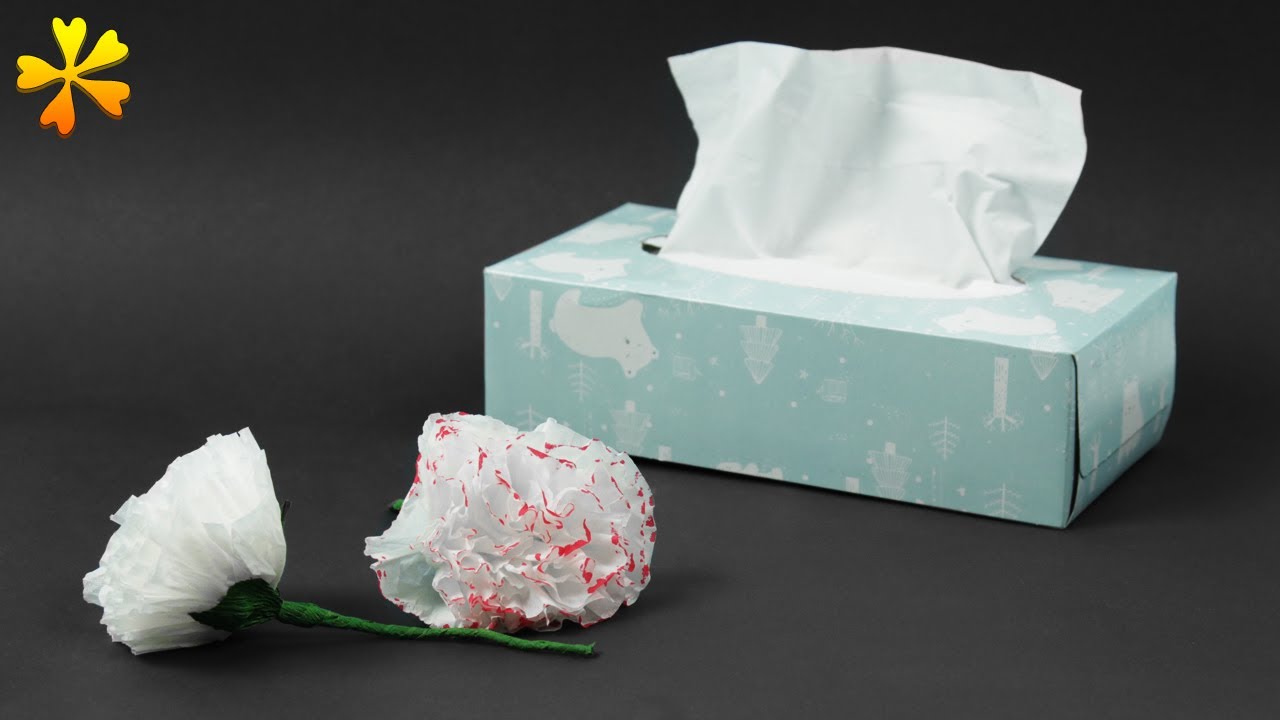 100 flowers out of ONE box of tissues 😮 Tissue carnations [DIY 764 ...