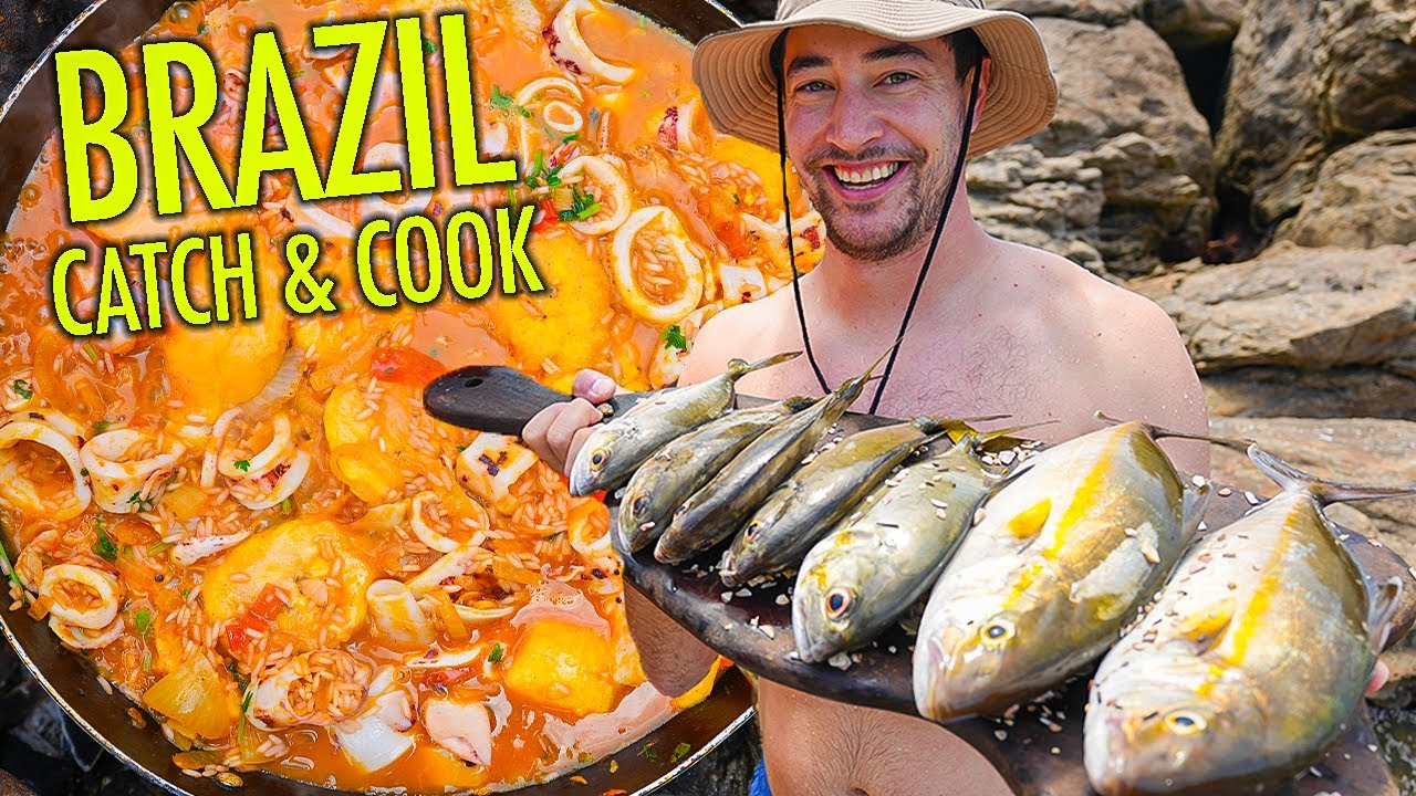 Catch & Cook BRAZILIAN FOOD on a Desert Island 🇧🇷 Fisherman Seafood ...