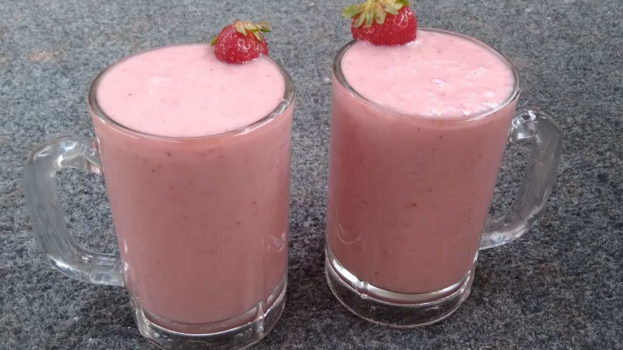 Strawberry Milkshake Recipe | How to make Strawberries Shake Easy ...