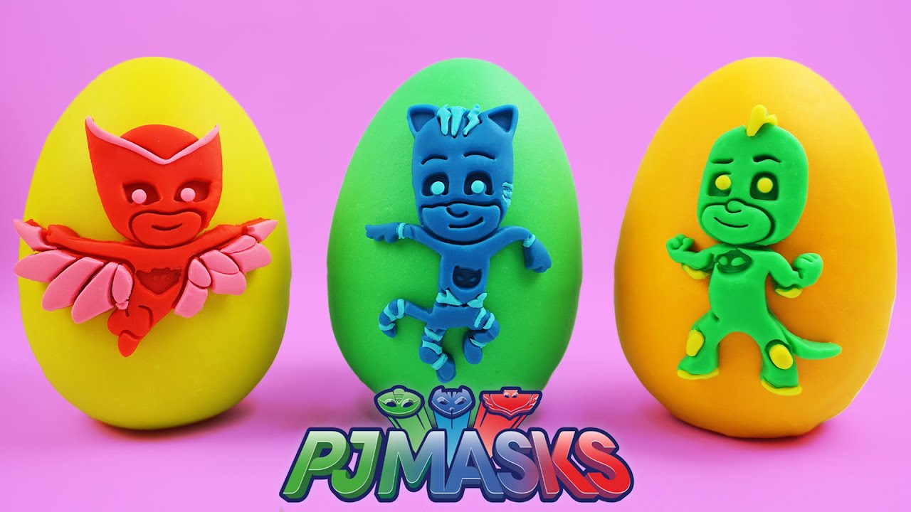 Giant Play Doh PJ Masks Surprise Eggs Gekko, Catboy, Owlette - YouTube