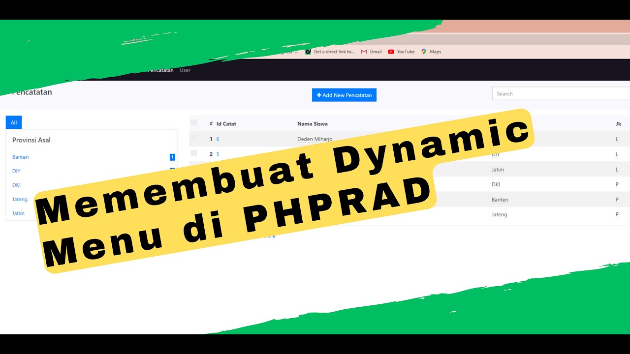 Membuat Dynamic Menu di PHPRAD #phprad #nocodeapp #webapp - YouTube