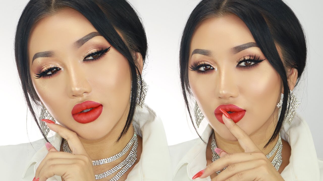 QUICK GLAM WITH A BOLD LIP TUTORIAL - YouTube