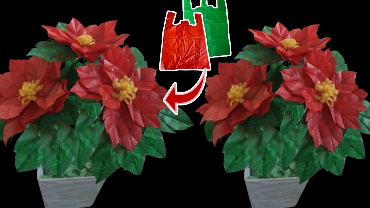 DIY Tutorial Membuat Bunga Kastuba dari Plastik Kresek / Poinsettia ...