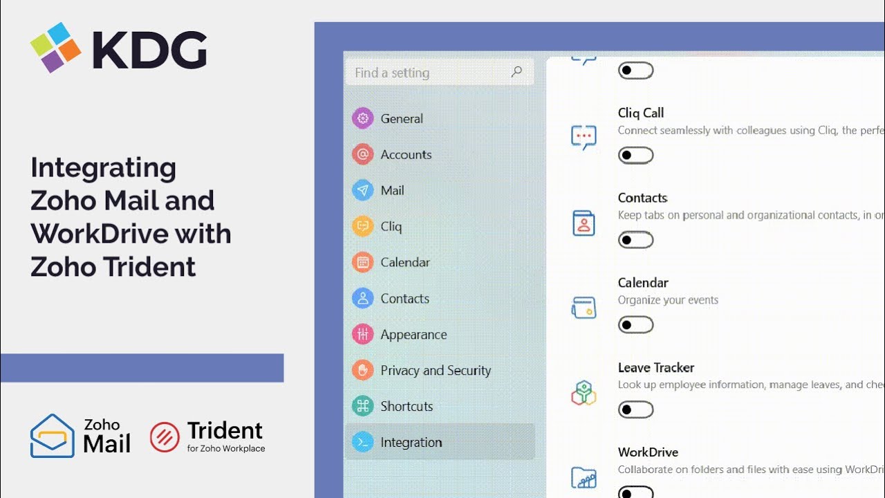 Integrating Zoho Mail and WorkDrive with Zoho Trident - YouTube