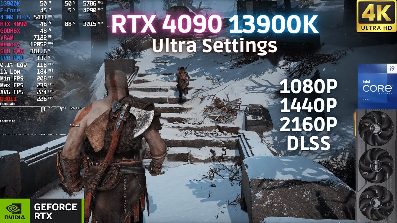 God of War - Ultra Settings 1080p 1440p 4K DLSS | RTX 4090 | 13900K 5 ...