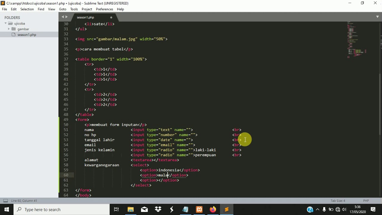 membuat form inputan html - YouTube