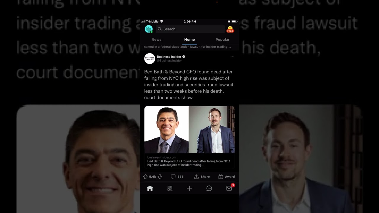 Breaking: $BBBY CFO Death Possibly Related to Bed Bath & Beyond ...