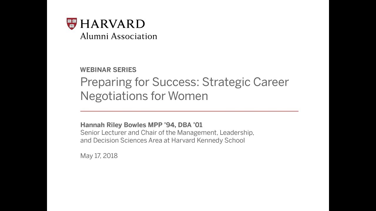 HAA Webinar Series: Hannah Riley Bowles - Preparing for Success - YouTube