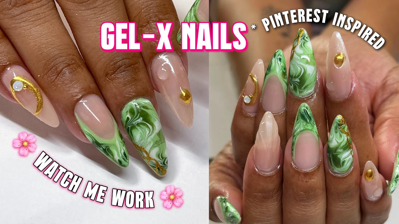 How To Marble Nails- Easy Gel-X Nail Tutorial - YouTube
