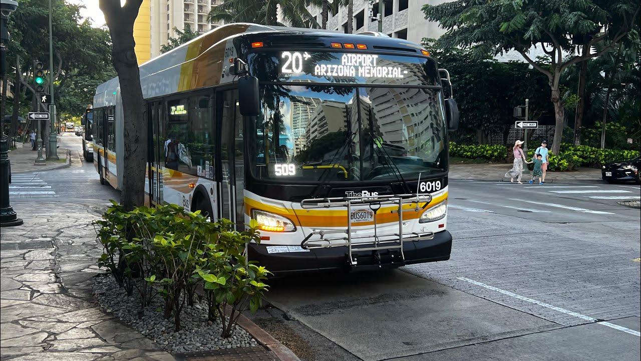 [Oahu] Honolulu Bus #6019 Route 20 - YouTube