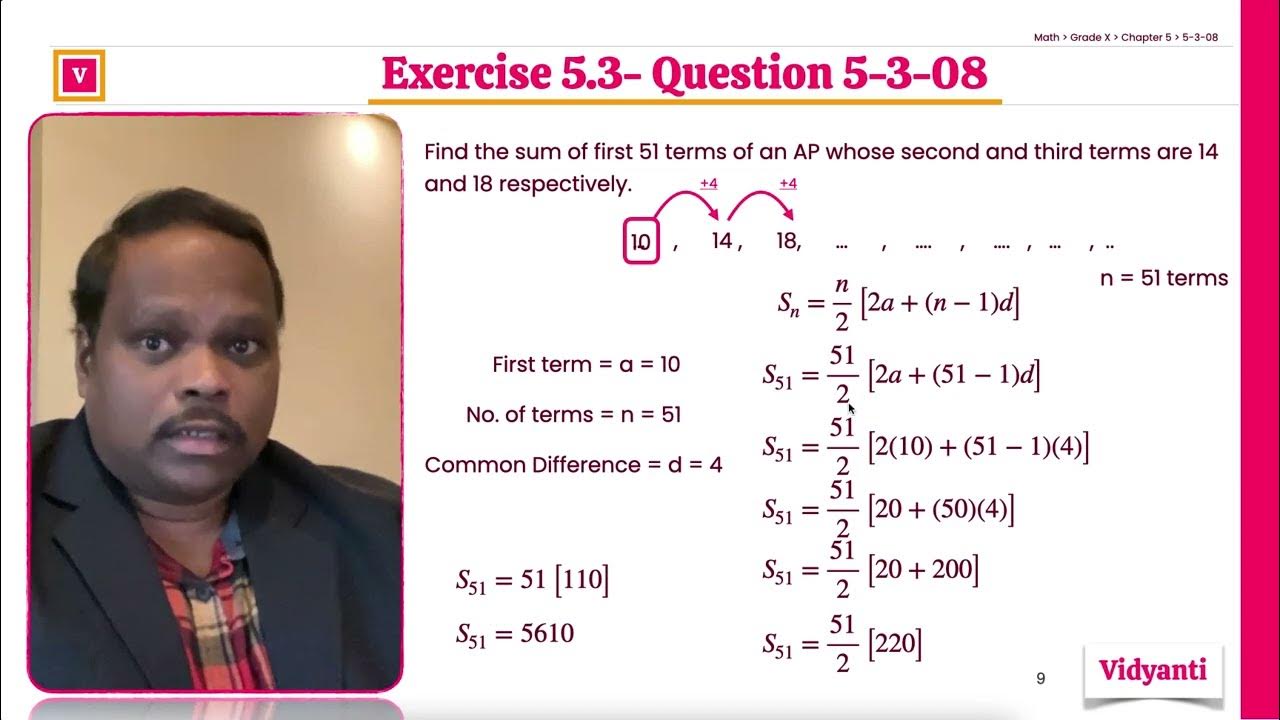 Question 5 3 08 Grade X Math Exercise 5 3 Find The Sum Of First 51
