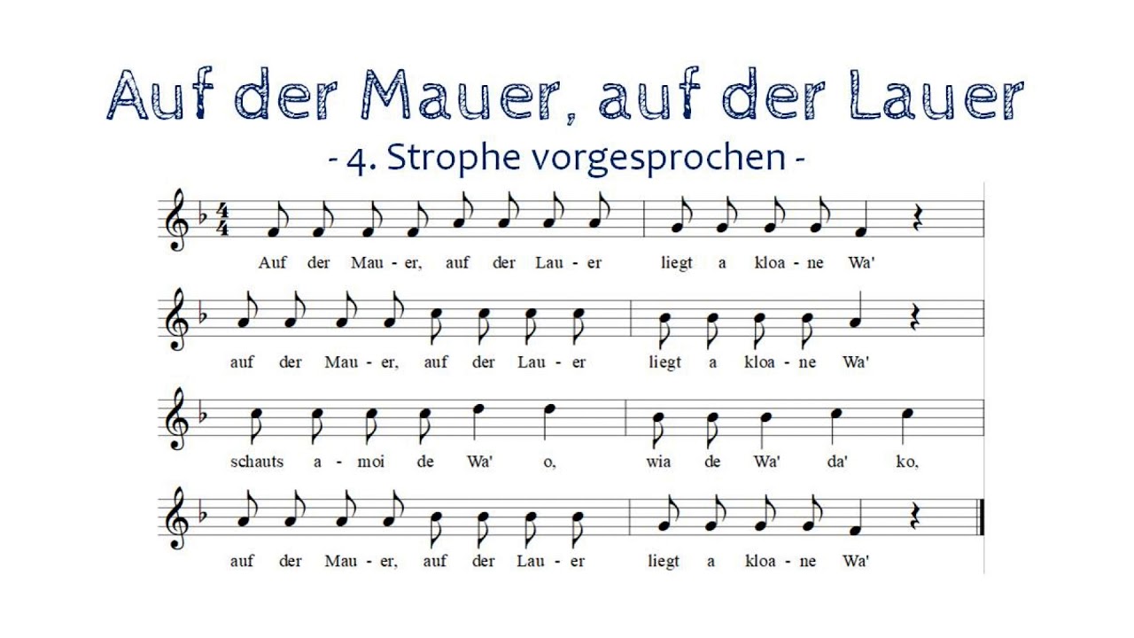 Wir lernen: Auf der Mauer, auf der Lauer - YouTube