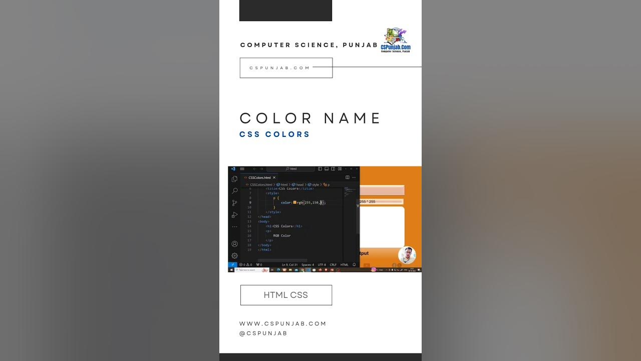 How To Use CSS Color Name | CSS Colors | HTML CSS | CSPunjab.Com #short Tutorial #short #html ...