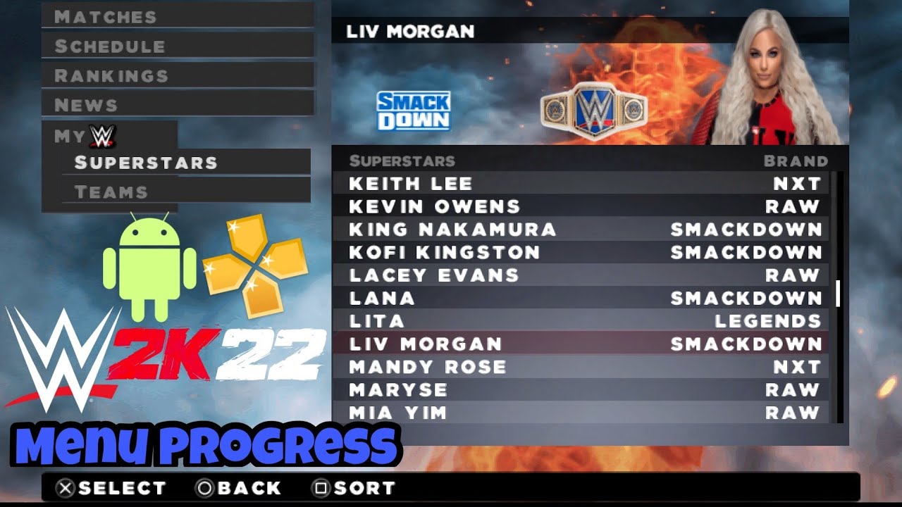 WWE 2K22 PSP/Android Menu Progress and in-game match - YouTube