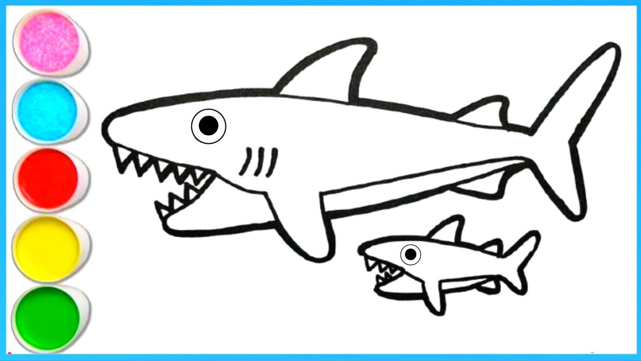 How to Draw Shark with Baby Shark, painting for Kids, Toddlers | Shark ...