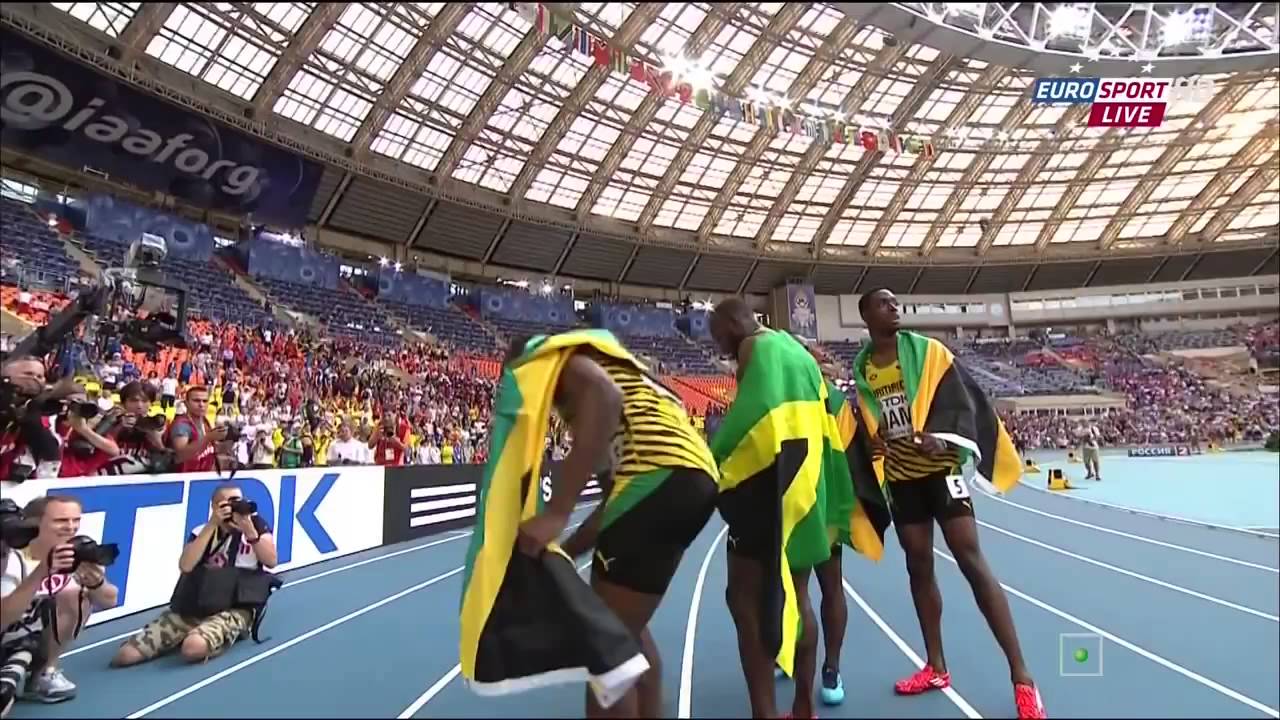 Usain Bolt 4x100 Meter Relay Mens Final IAAF World Championships Moscow ...