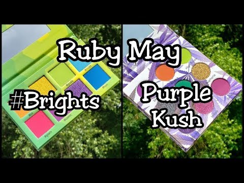 Swatches of the Ruby May Cosmetics - #Brights & Purple Kush Eye Shadow Palettes