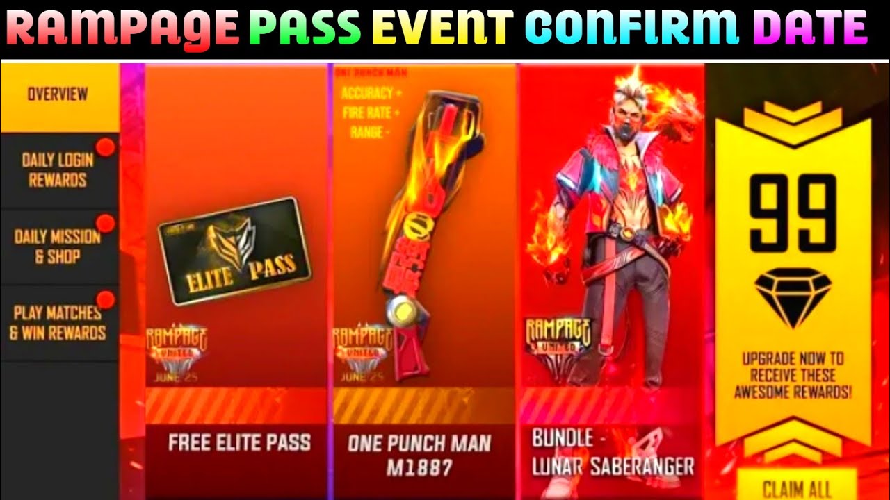 Rampage Pass Event Confirm Date | Free Fire Rampage Pass Event Date ...