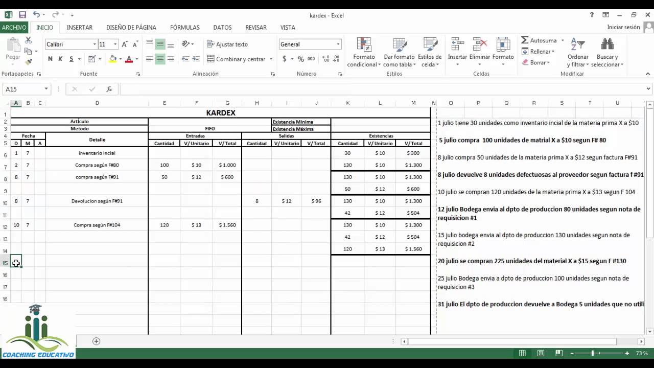 Costos I - Kardex método FIFO - YouTube