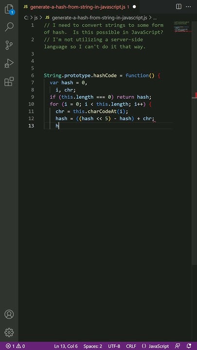 Generate a Hash from string in Javascript - YouTube