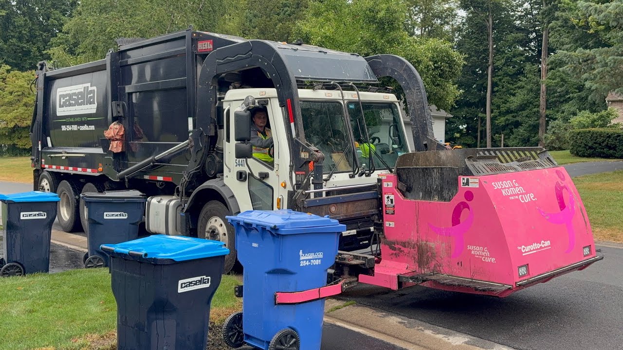 Pink Curotto Can Garbage Truck! Casella Waste Mack LR Heil Low Rider ...