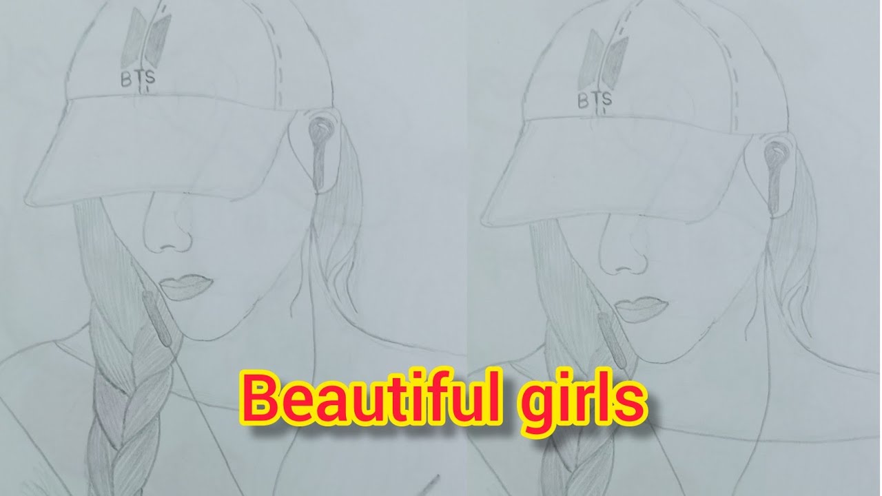 Drawing of beautiful drawing wearing cap || How to draw drawing of ...