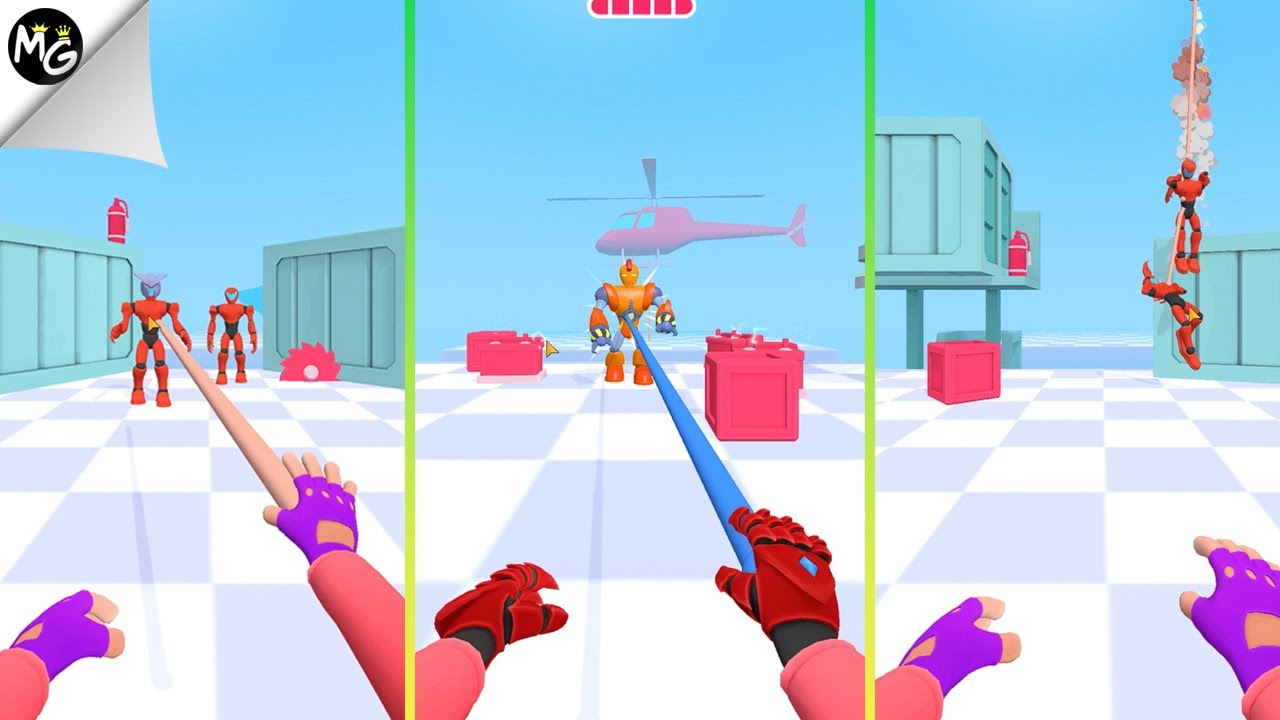 Mengalahkan Para Robot Jahat Menggunakan Kekuatan Tali | Game Ropy Hero ...