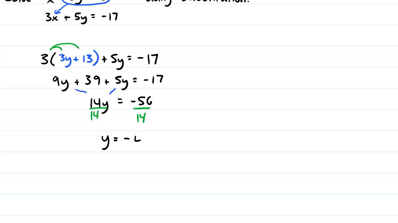 System of Two Equations Substitution 1 - YouTube