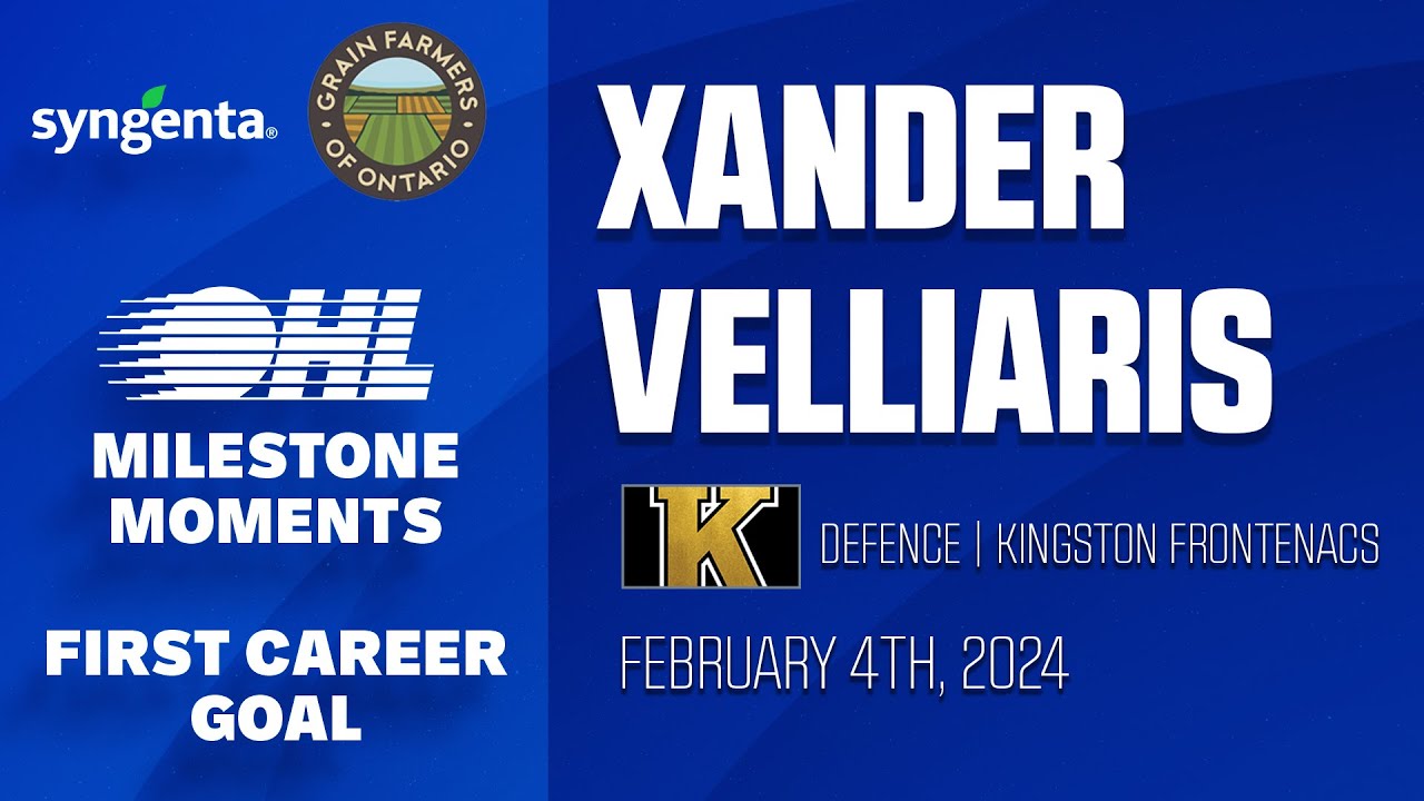 OHL Milestones | Xander Velliaris | First Career Goal - YouTube