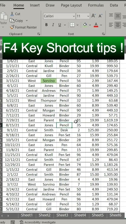 F4 key Shortcut key use case in #excel - YouTube