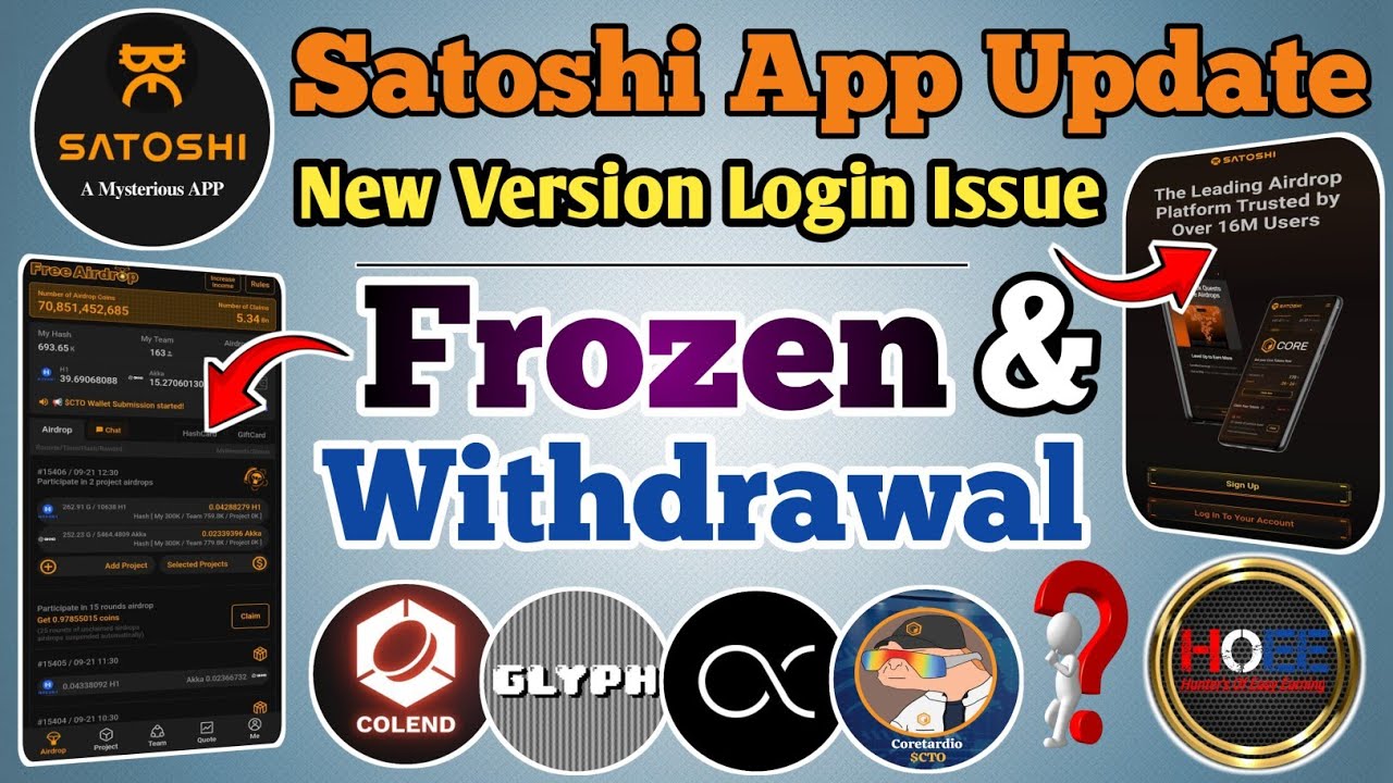 💥 Satoshi App Update // CTO, Colend, Glyph Airdrop Withdrawal Update ...
