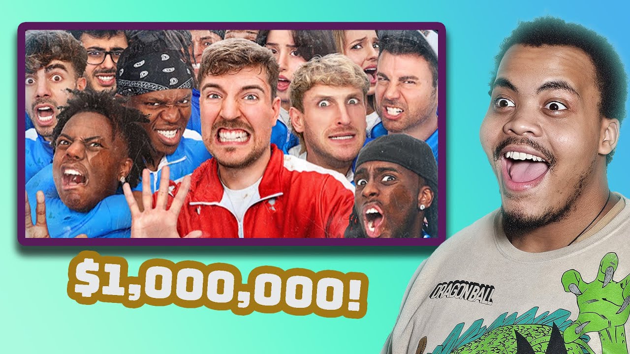 MR BEAST 50 YouTubers Fight For $1,000,000 reaction #mrbeast #youtubers ...